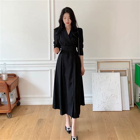 Jual Bian Dress Korean Simple Basic Polos Dinner Casual Gaun Formal