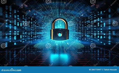 concept of internet safety and personal data privacy as a shielded lock