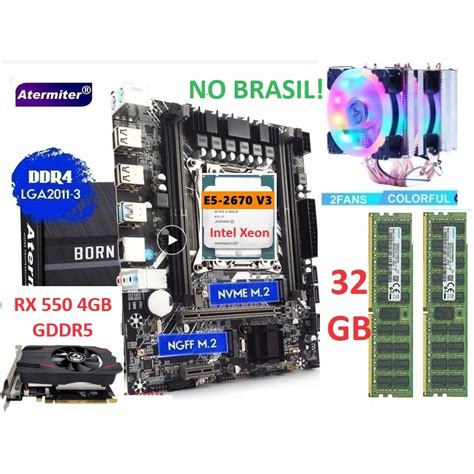 Kit Upgrade Desktop Intel Xeon 2650v4 X99 32gb Ddr4 Cooler Led Brasil Pronta Entrega