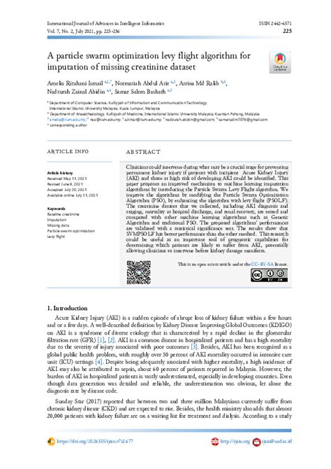 Pdf A Particle Swarm Optimization Levy Flight Algorithm For
