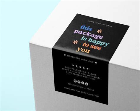 Editable Label Template Custom Packaging Box Seal Printable Parcel Sticker Shipping Label