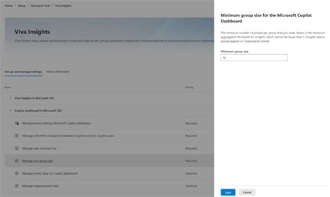 管理microsoft copilot仪表板和viva insights web 应用的设置 microsoft learn