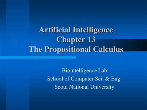 Ppt Artificial Intelligence Chapter 13 The Propositional Calculus