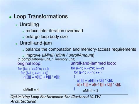 ppt optimizing loop performance for clustered vliw architectures
