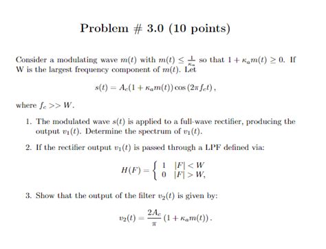 Solved Problem Points Consider A Modulating Wave Chegg Com