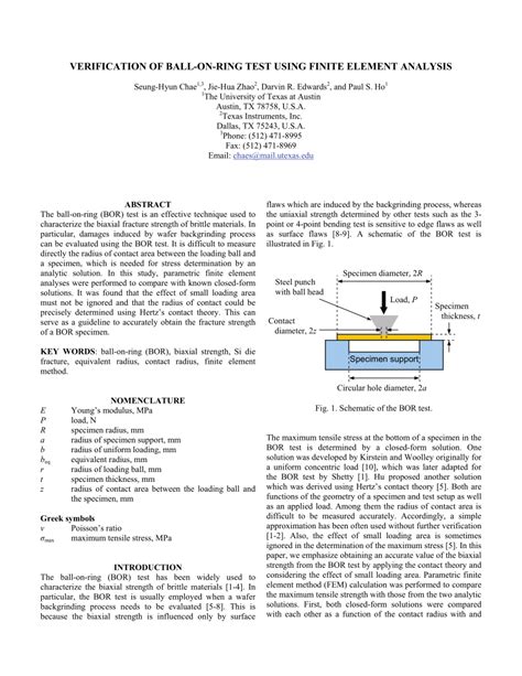 Pdf Verification Of Ball On Ring Test Using Finite Element Analysis