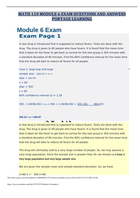 Math 110 Module 6 Exam Latest 2024 Math110 Module 6 Exam Math 110 Statistics Module 6 Exam