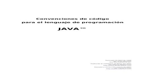 Convenciones De Código Para El Lenguaje De Programación Java · Convenciones De Código Para El
