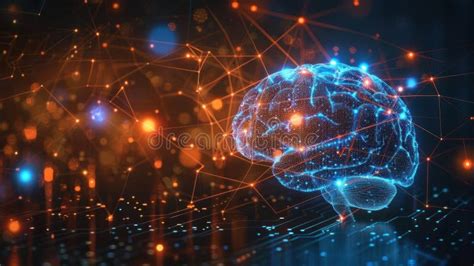 Digital Brain with Glowing Neural Connections, Showcasing Advanced Artificial Intelligence Stock ...