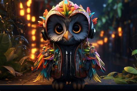 원주민 의 옷 을 입은 3d 새 의 모습 Ai 생성 이미지