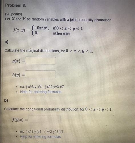 Solved Problem 8 20 Points Let X And Y Be Random