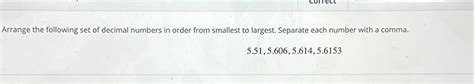 solved arrange the following set of decimal numbers in order from