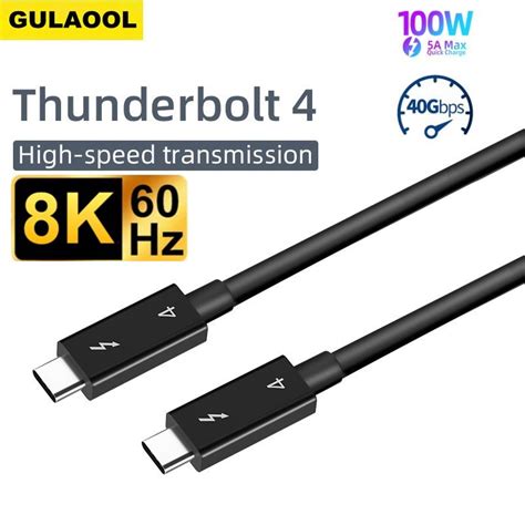 Gulaool Coaxial Thunderbolt 4 Cable Usb4 40gbps Usb C Cable Type C Pd 100w 8k Cable Data
