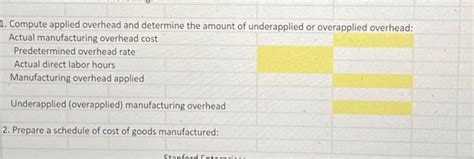 Solved Compute Applied Overhead And Determine The Amount Chegg