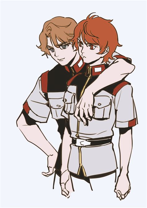 Safebooru 2boys Arm Around Shoulder Belt Blue Eyes Brown Hair
