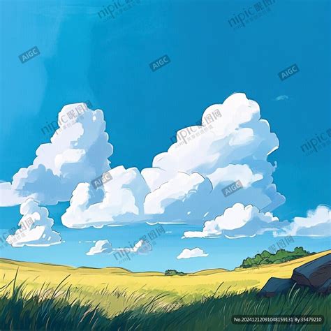 Ai创作图手绘蓝天白云插画 蓝天白云插画 蓝天白云草地插画 卡通蓝天场景背景 卡通蓝天场景 蓝天白云唯美插画 手绘蓝天白云 动漫白云素材 草地场景插画 动漫风格白云 大草原插画 蓝天白云卡通