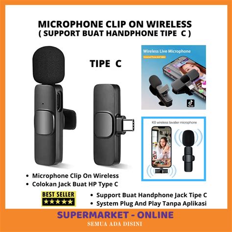 Jual Harga Promo Microphone Mikrofon Mic Clip On Wireless Tipe Type C