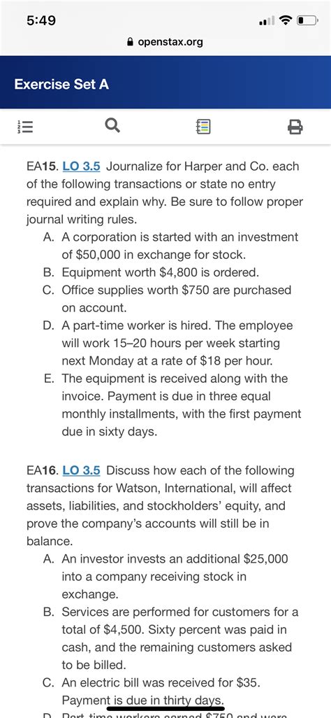 Answered EA LO Journalize For Harper And Bartleby