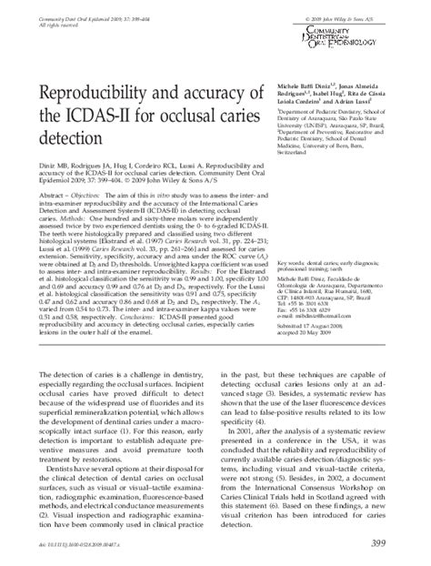 Pdf Reproducibility And Accuracy Of The Icdas Ii For Occlusal Caries