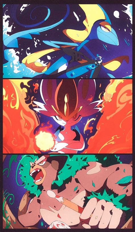 Cinderace Inteleon And Rillaboom Pokemon Drawn By Aya Ayamenora Danbooru