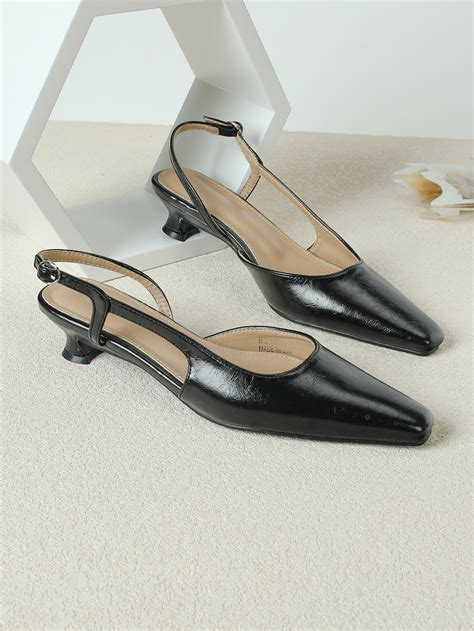 Square Toe Sculptural Heeled Slingback Pumps
