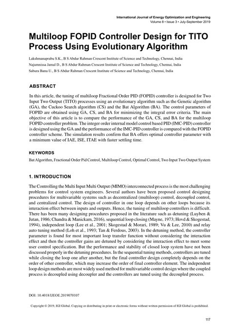 Pdf Multiloop Fopid Controller Design For Tito Process Using