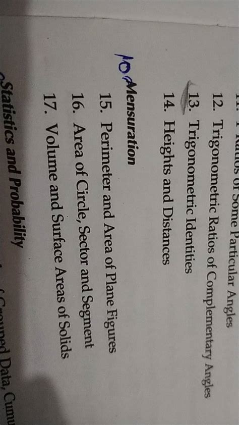 12 Trigonometric Ratios Of Complementary Angles13 Trigonometric Identi