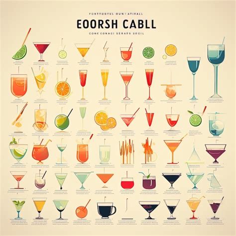 Premium Photo A Poster With Many Different Types Of Drinks Including