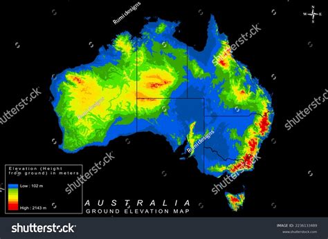 Australia Ground Elevation Height Map Vector Stock Vector Royalty Free