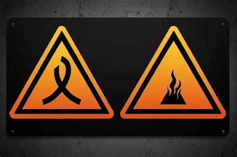 Warning Sign On Black Background Premium Ai Generated Image