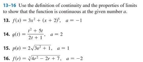 Solved 13 16 Use The Definition Of Continuity And The Chegg Com
