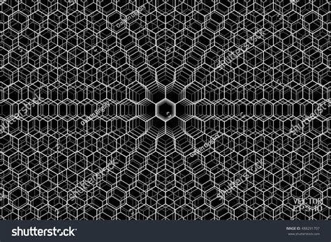 Black White Geometric Cellular Pattern Abstract Stock Vector 488291707