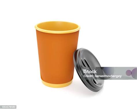 흰색 배경에 검은 플라스틱 뚜껑이있는 커피 종이 컵의 3d 렌더링을 조롱하십시오 0명에 대한 스톡 사진 및 기타 이미지 0명