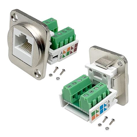 Penglin 2pcs Rj45 Panel Mount Screw Terminal Adapter Rj45 8p8c Female Panel Mount Connector