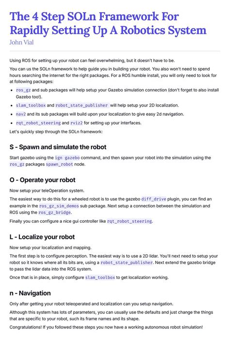 Dr John Vial On Linkedin The 4 Step Soln Framework For Rapidly Setting Up A Robotics System