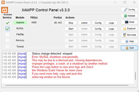 Xampp Error Mysql Shutdown Unexpectedly Repair Corrupted Database By Mohamed Sayed Aug