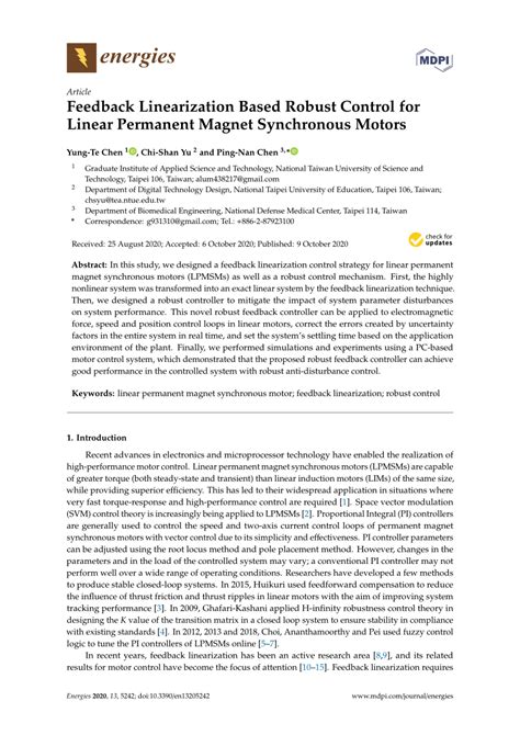 Pdf Feedback Linearization Based Robust Control For Linear Permanent