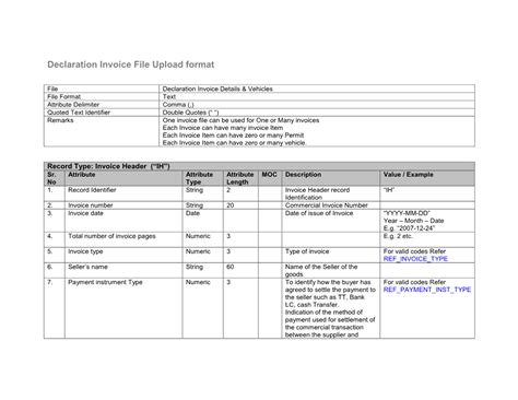 Declaration Invoice File Upload Format Docslib