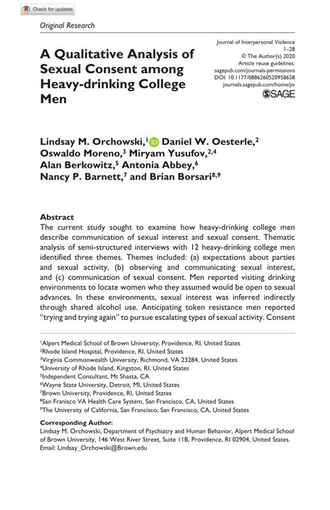 PDF A Qualitative Analysis Of Sexual Consent Among Heavy Drinking College Men