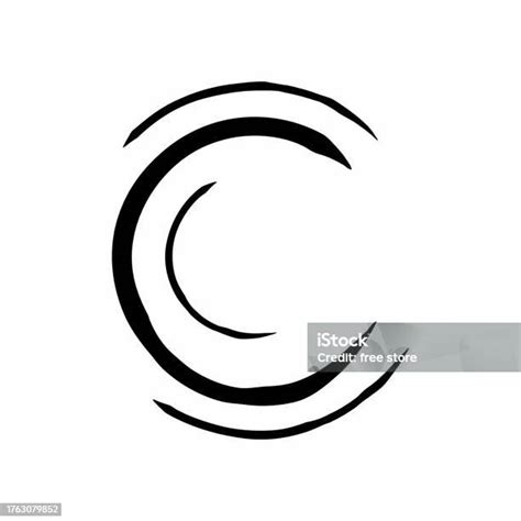 손으로 그린 C 편지 글꼴 스타일 장식 포스터 로고 솔질에 대한 스톡 벡터 아트 및 기타 이미지 솔질 알파벳 C 검은색