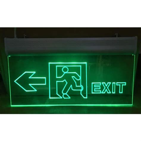 Green Acrylic Graphics Exit Sign Board Shape Rectangle Dimensions