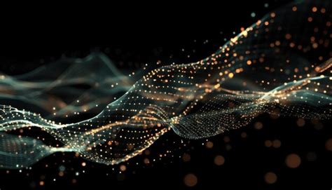 Abstract Digital Wave Pattern With Glowing Particles On A Black