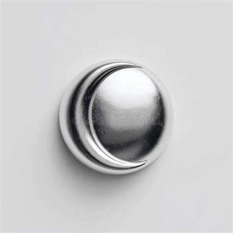 Silver Metallic Round Button With Crescent Indentation On White