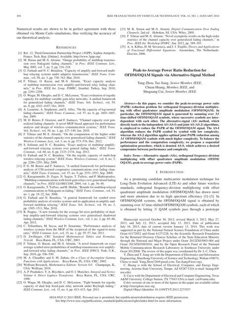 Pdf Peak To Average Power Ratio Reduction For Ofdmoqam Signals Via Alternative Signal Method