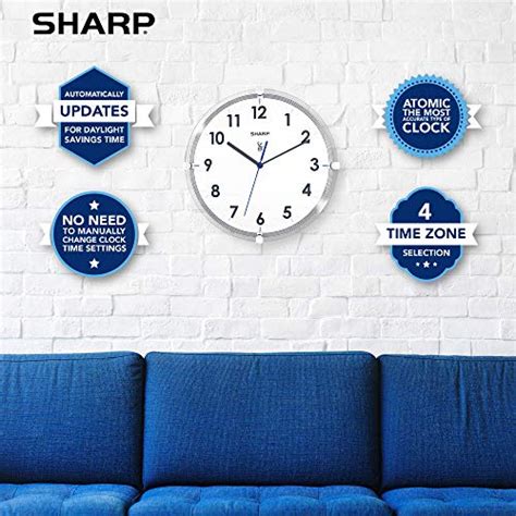 Sharp Atomic Analog Wall Clock Suspended Glass Face Atomic Clock Sets Automatically