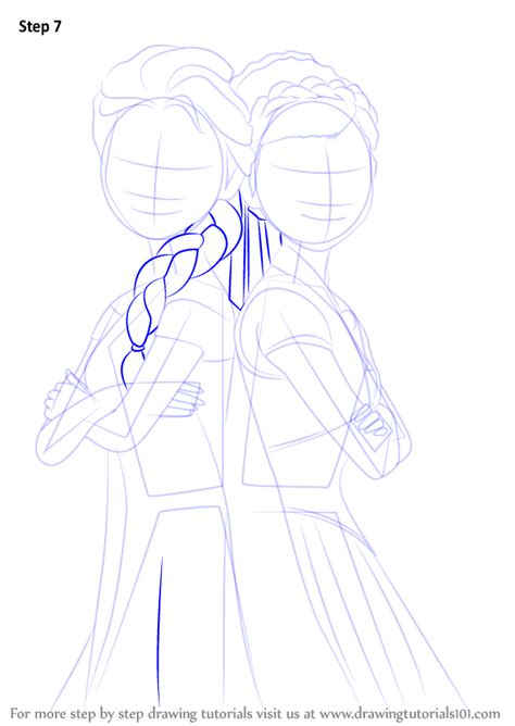 Learn How To Draw Elsa And Anna From Frozen Fever Frozen Fever Step By Step Drawing