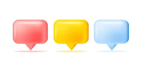 3d 연설 거품 모양 설정 벡터 사각형 채팅 상자 배너 텍스트를 위한 공간이 있는 배너 스티커 태그 배지 템플릿 프리미엄 벡터