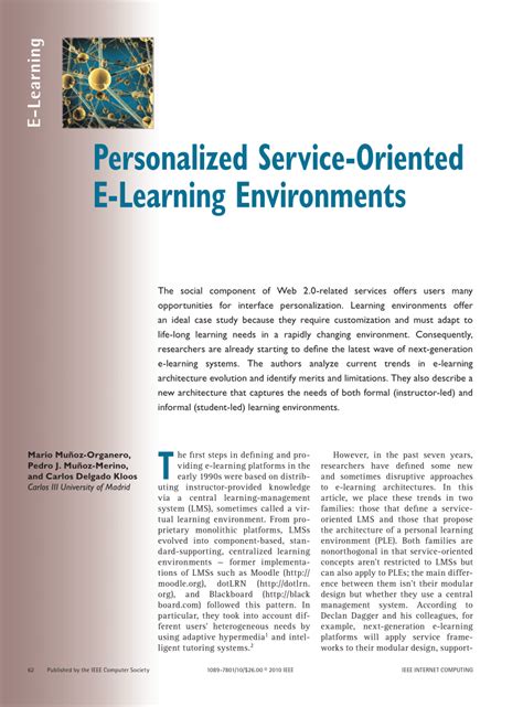 Pdf Personalized Service Oriented E Learning Environments