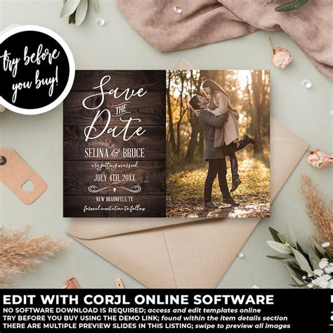 Rustic Save The Date Etsy
