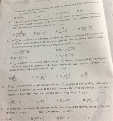 If Vˉbr Is Velocity Of Boat With Respect To River Vb Velocity Of Boat